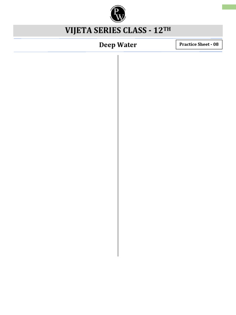 Flamingo - Deep Water _ Practice Sheet 08 __ VIJETA SERIES CLASS-12TH | PDF