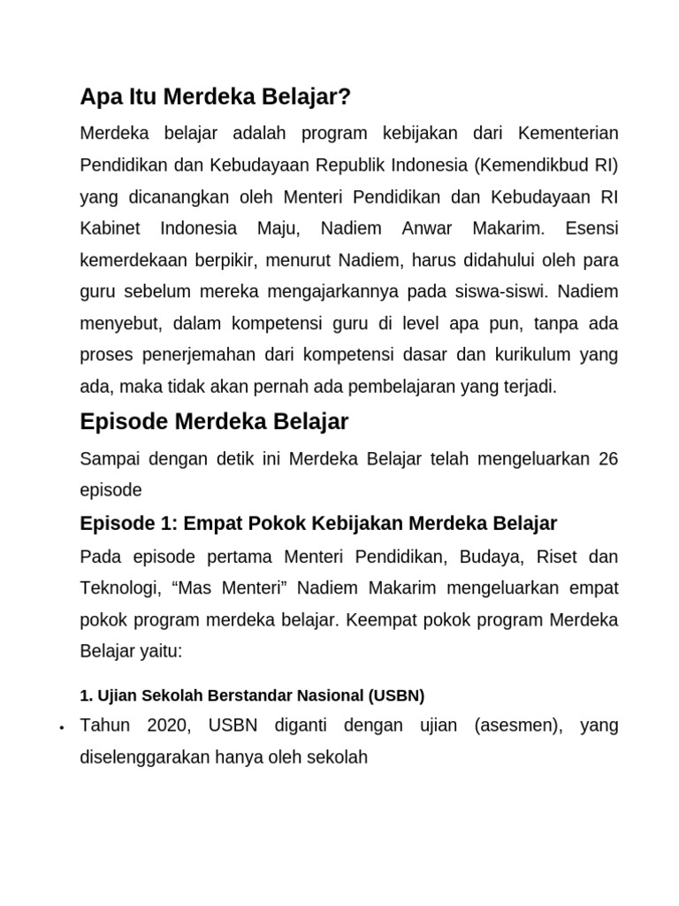 Apa Itu Merdeka Belajar | PDF