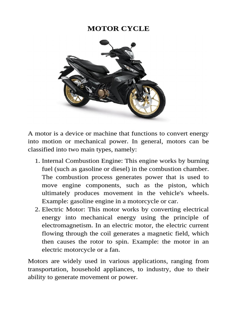Types of Motorcycle Motors Explained | PDF