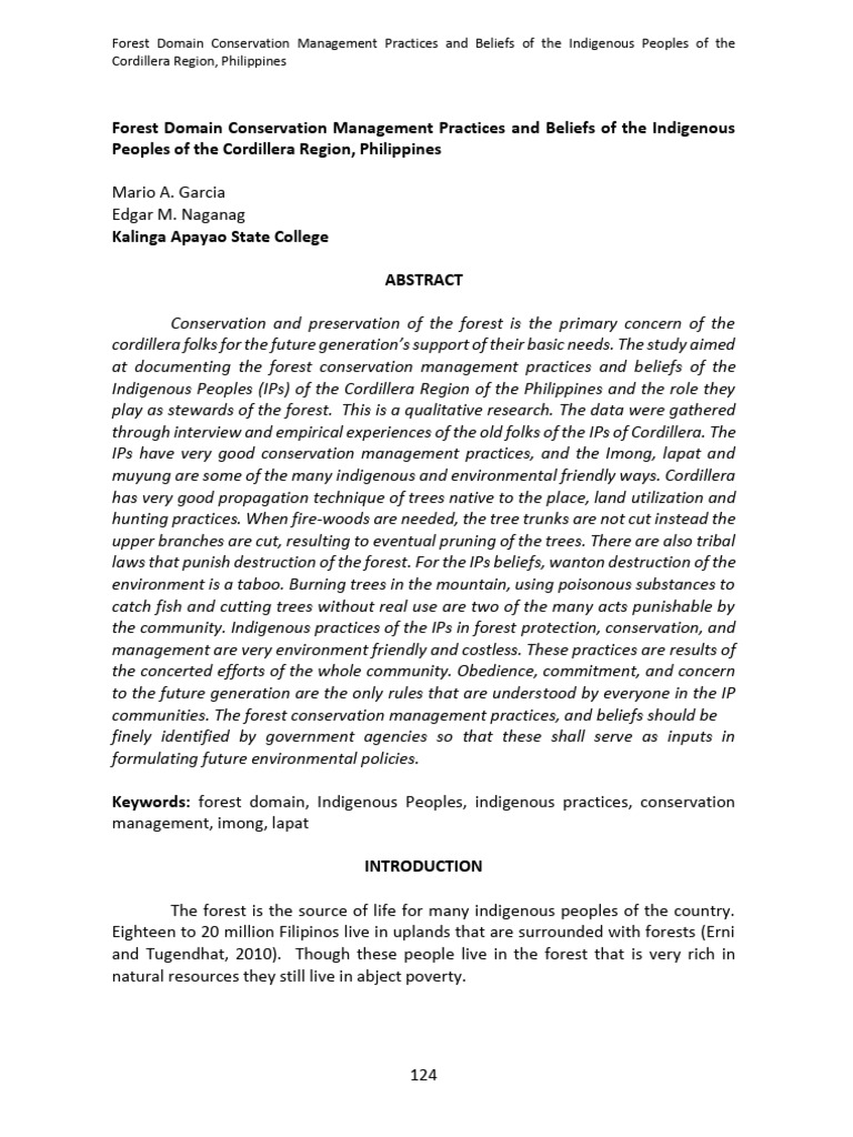 Forest Domain Conservation Management Practices and Beliefs of The ...