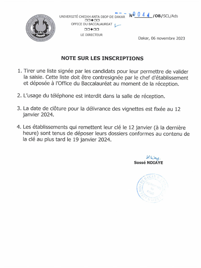 Note Sur Les Inscriptions | PDF
