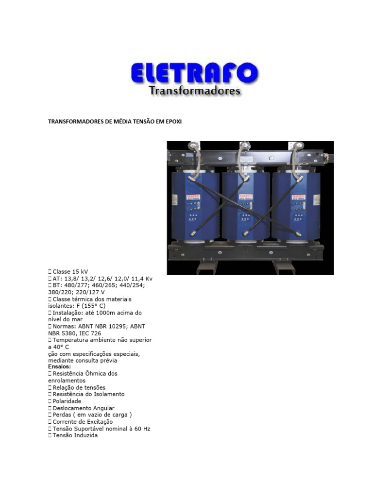 Catalogo Transformador Seco | PDF