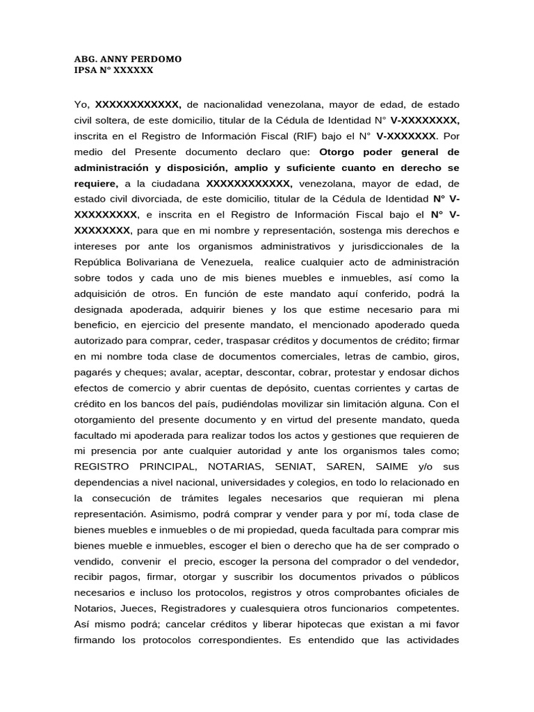 Poder Especial Modelo 2 | PDF | Documento de identidad