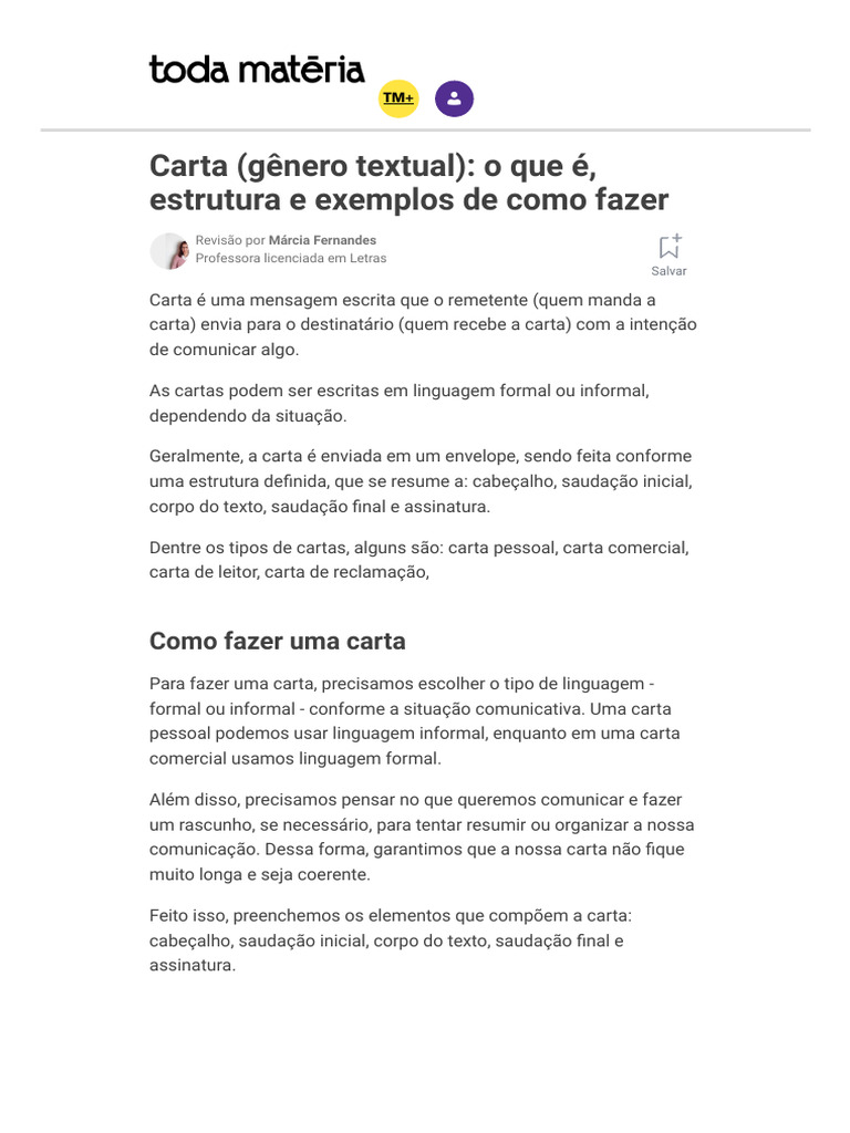 Carta (Gênero Textual) - o Que É, Estrutura e Exemplos de Como Fazer ...