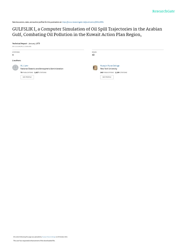 A Computer Simulation of Oil Spill Trajectories in The Arabian Gulf | PDF