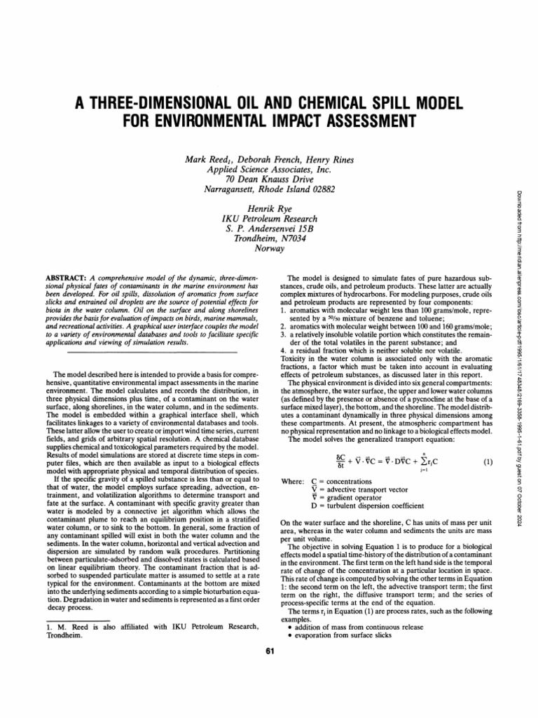 3D Oil Spill Model for Environmental Impact | PDF | Viscosity | Petroleum