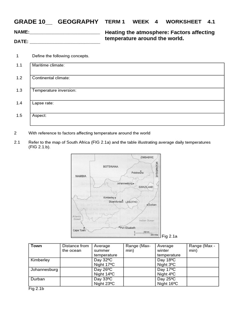 W4e Ws 4.1 Factors Effecting Temperature | PDF | Temperature | Nature