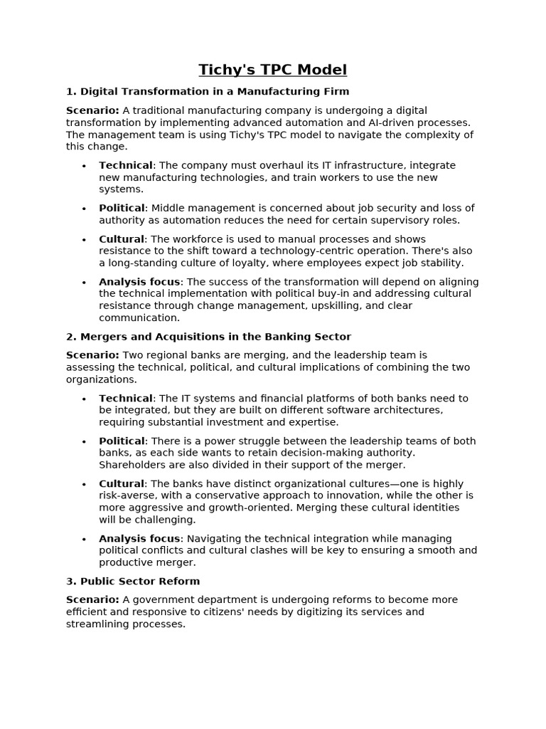 Tichy's TPC Framework in Change Management | PDF | Sustainability ...