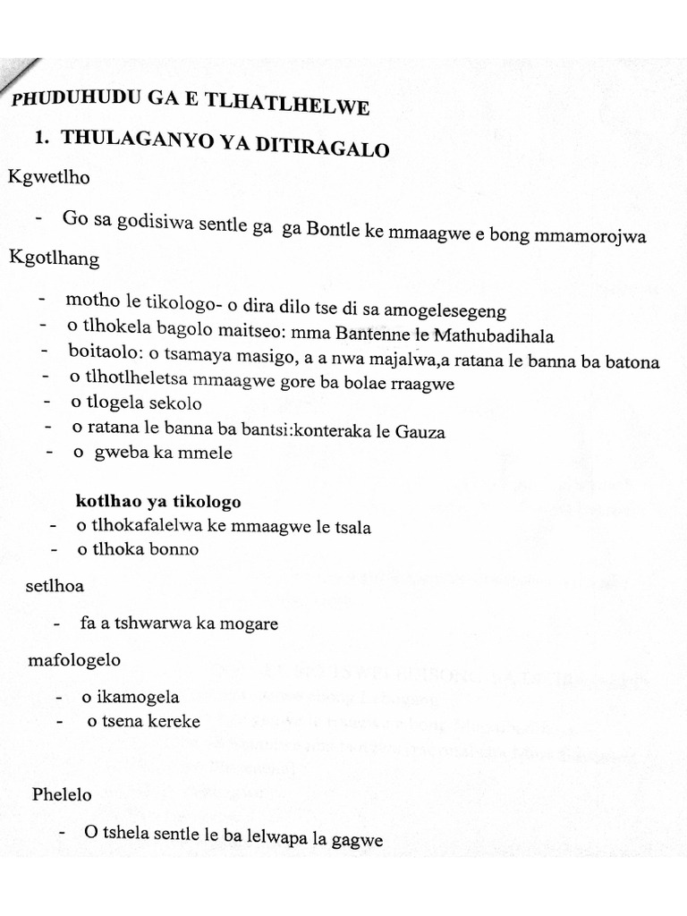 phuduhudu ga e tlhatlhelwe notes ? | PDF