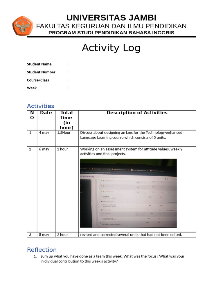 Activity Log | PDF