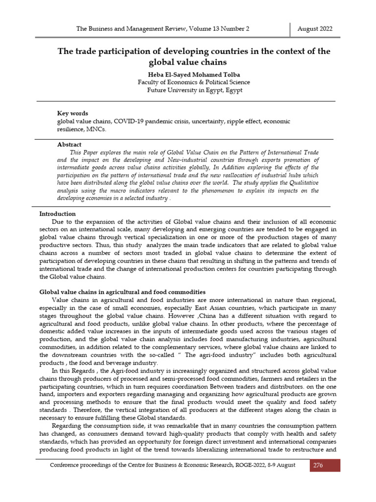 The Trade Participation of Developing Co | PDF | Gross Domestic Product ...