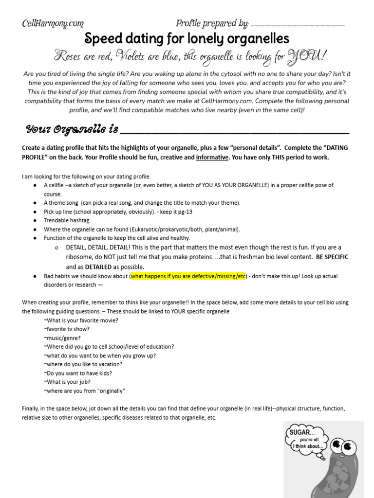 Organelle Speed Dating Profile Guide | PDF | Cell (Biology) | Organelle