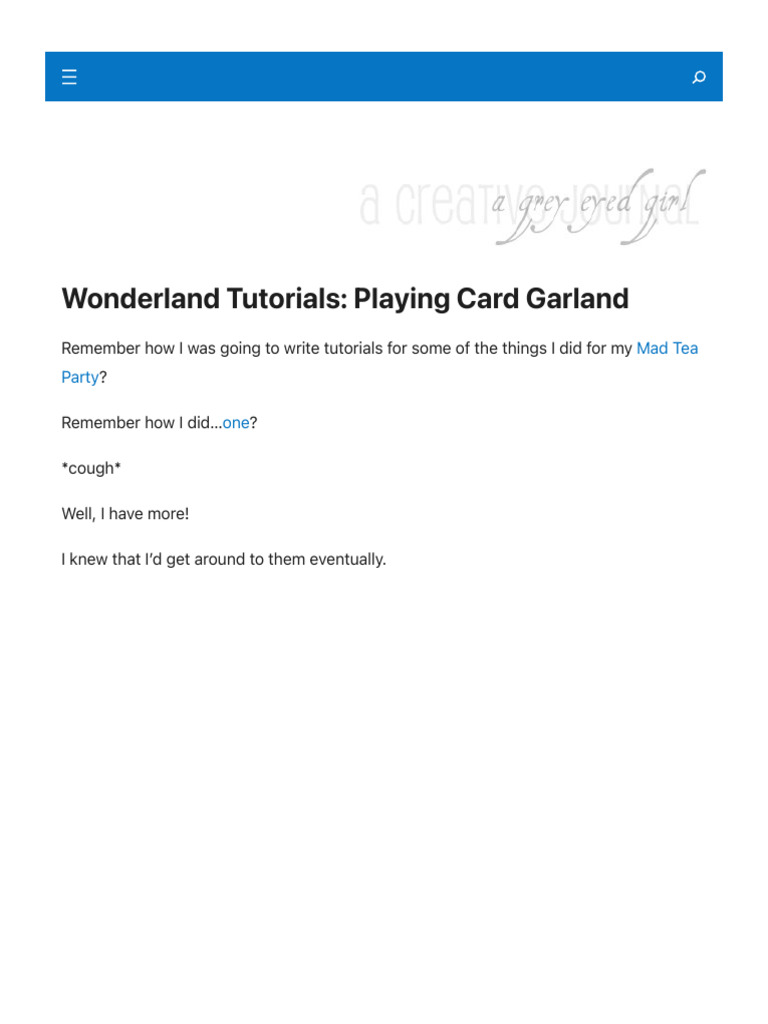 Wonderland Tutorials- Playing Card Garland | | PDF