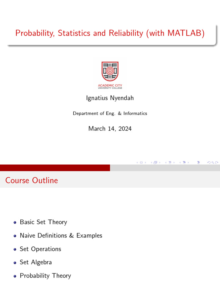 Lecture Notes Probability and Statistics - 1 | PDF | Set (Mathematics ...