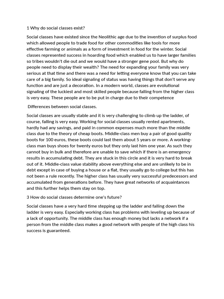 1 Why Do Social Classes Exist | PDF | Social Science | Lifestyle