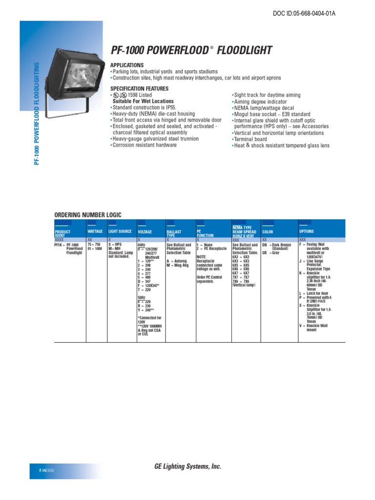 1000W Floodlight | PDF | Electricity | Electrical Engineering
