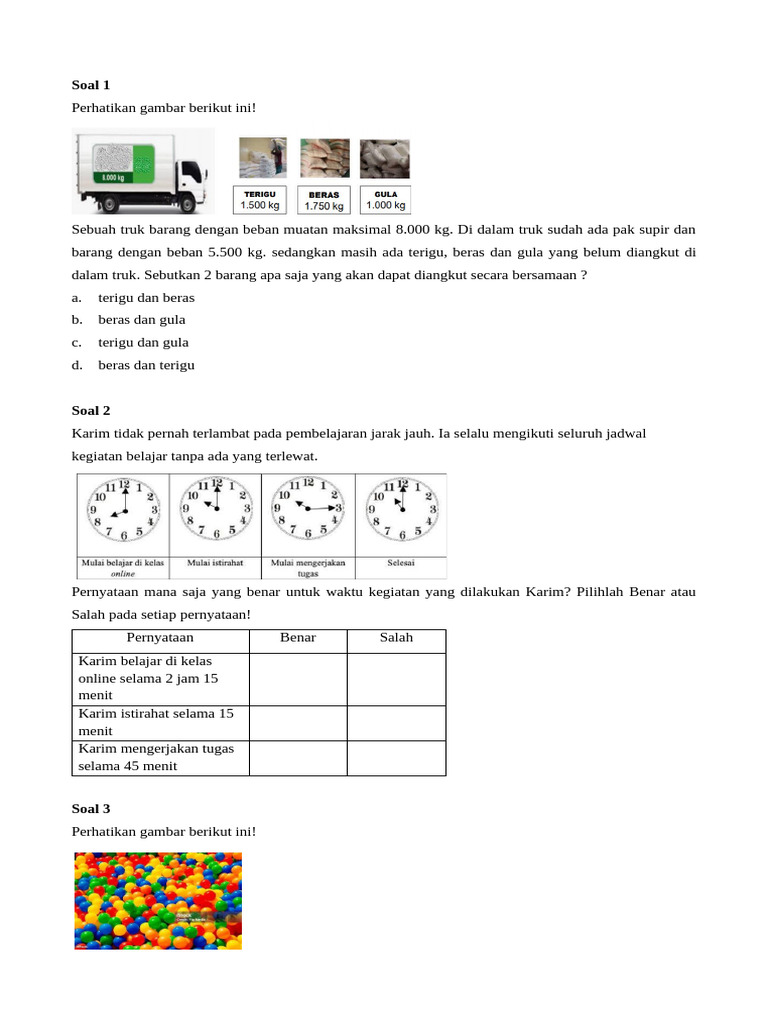Soal Try Out Anbk Ke - 3 Numerasi | PDF