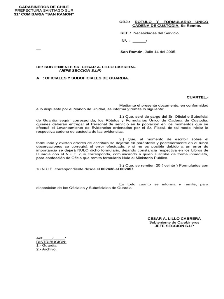 Oficio Entrega de Rotulo | PDF