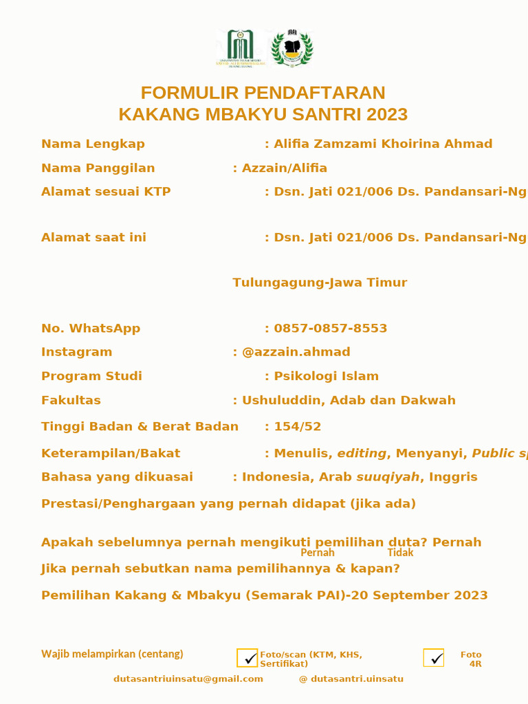 Formulir KMS 2023 | PDF