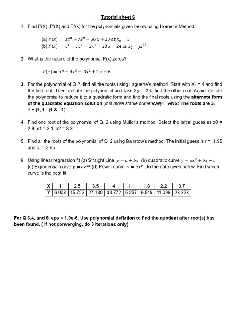 Tutorial Sheet 6 24-25 | PDF | Teaching Methods & Materials