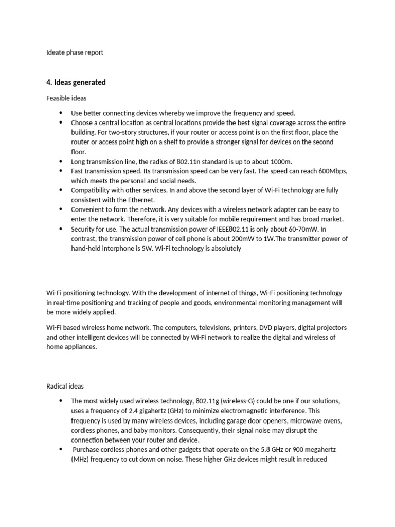 Ideate phase report (1) | PDF | Wi Fi | Computer Network