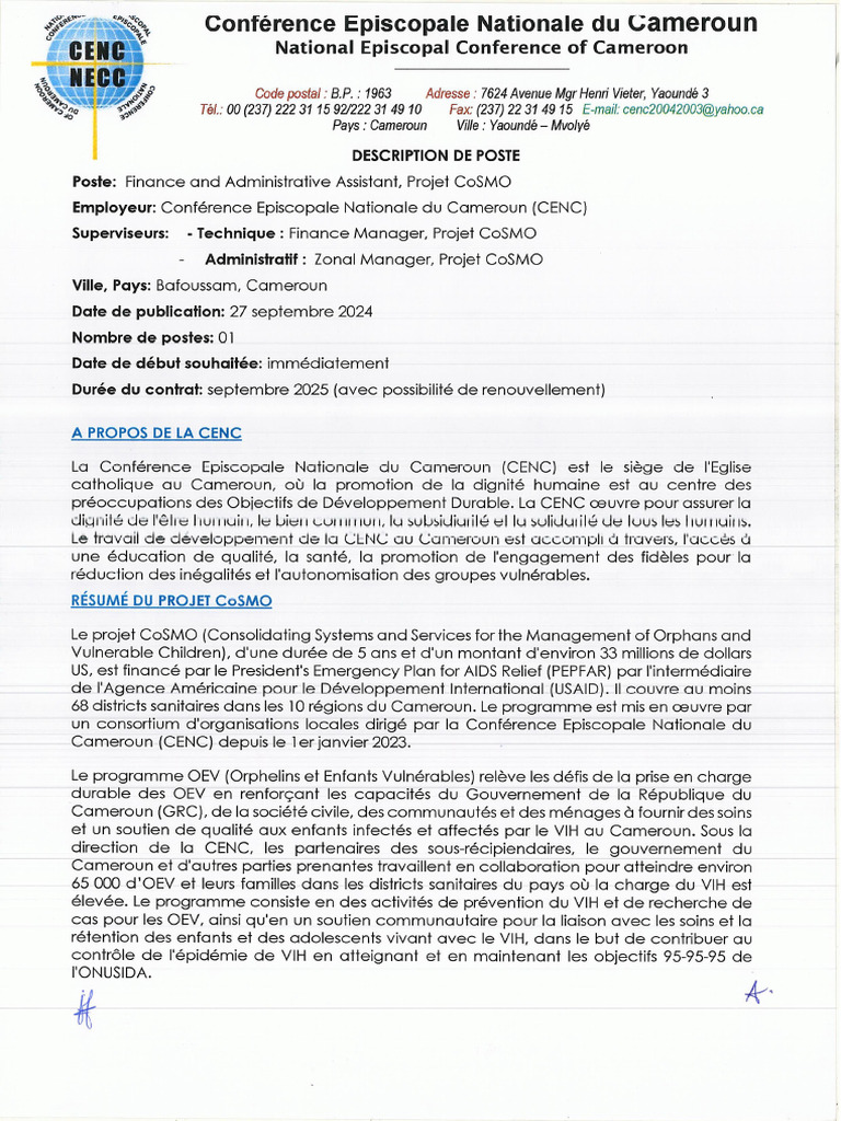 Appel À Candidatures - FAA Bafoussam - Projet CoSMO | PDF