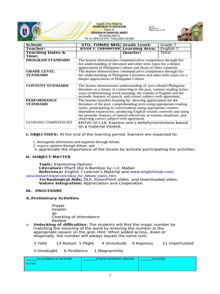 cot-lesson-plan | PDF | Learning | Educational Assessment
