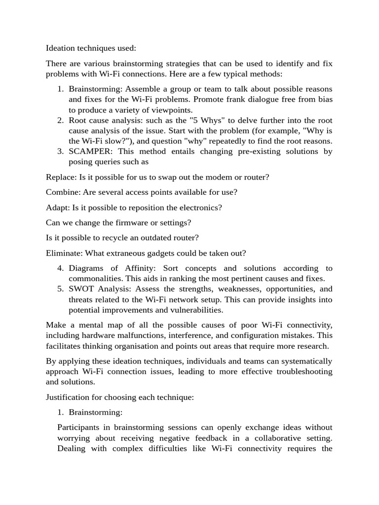 Ideation Techniques Used and Ideas Generated | PDF | Brainstorming ...