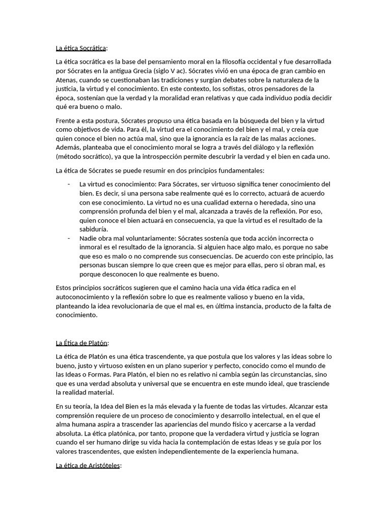 Ética Socrática y sus Principios Clave | PDF | Moralidad | Immanuel Kant