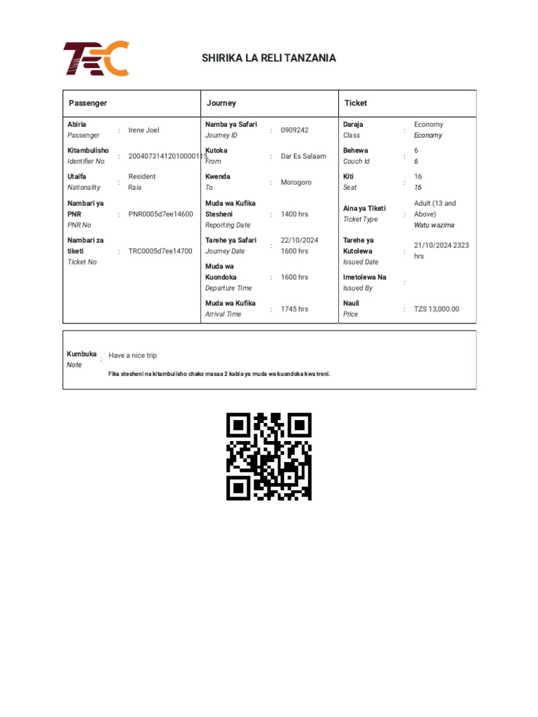 TRC SGR Ticketing Online Sales | PDF