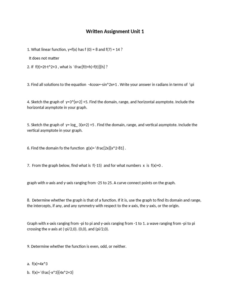 Written Assignment Unit 1 | PDF