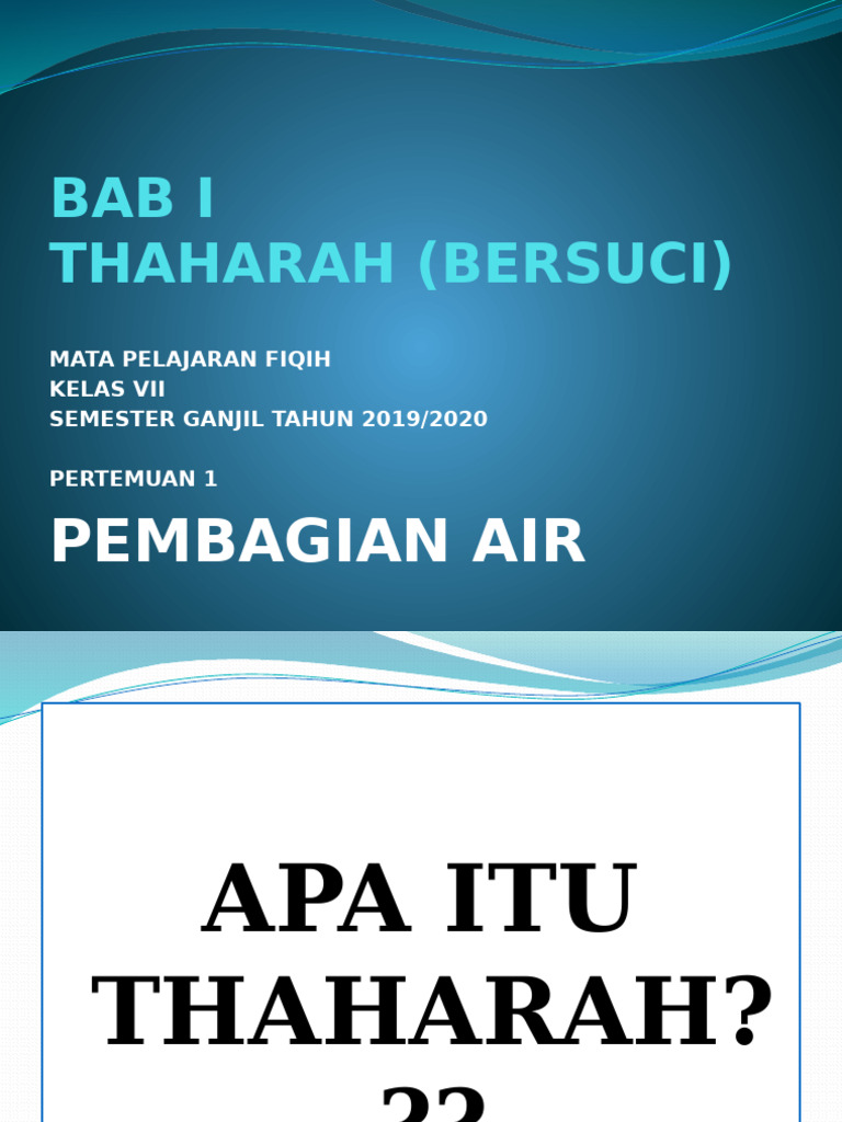 Fikih Kelas 7 MTS: Pembagian Air Dalam Taharah | PDF