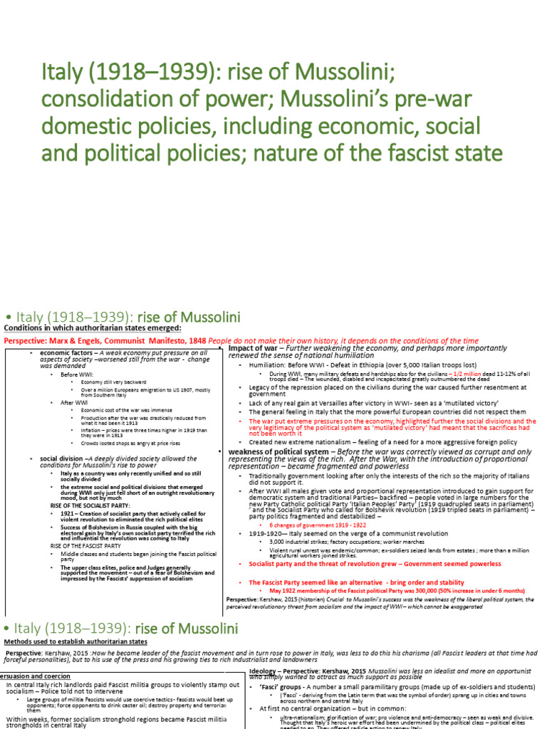 Rise of Authoritarian States Mussolini | PDF | Fascism | Benito Mussolini