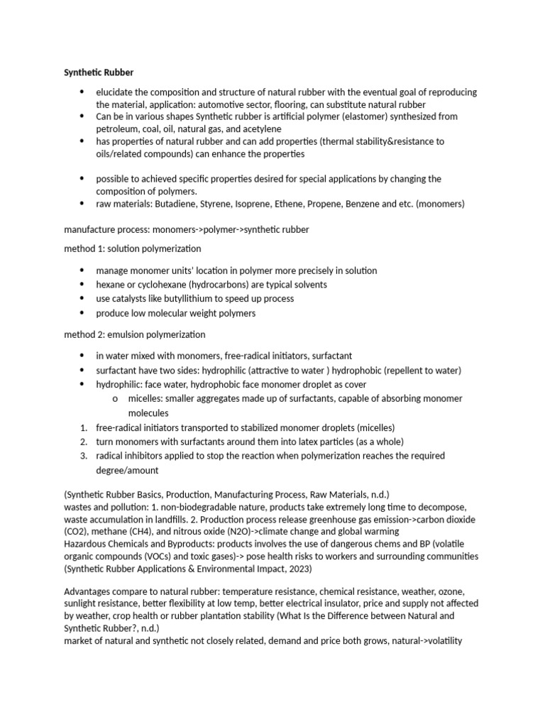 Synthetic Rubber science | PDF | Natural Rubber | Polymers