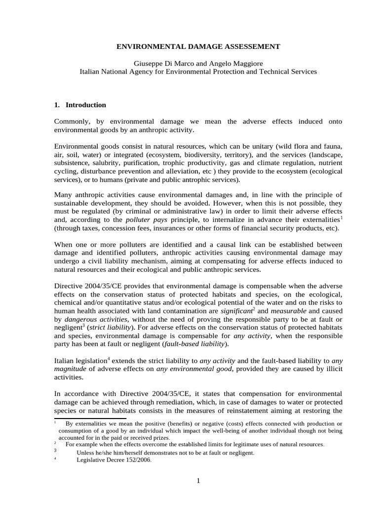 Environmental Damage Assessement: Polluter Pays | PDF | Damages | Ecology