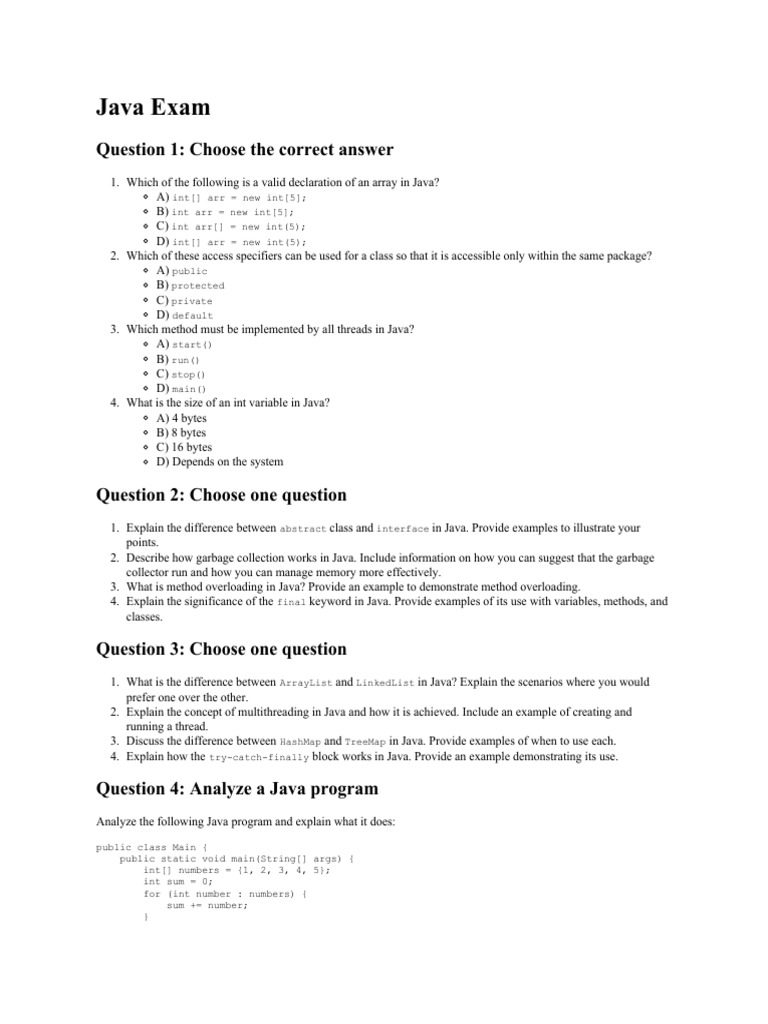 Java_Exam | PDF | Method (Computer Programming) | Java (Programming Language)