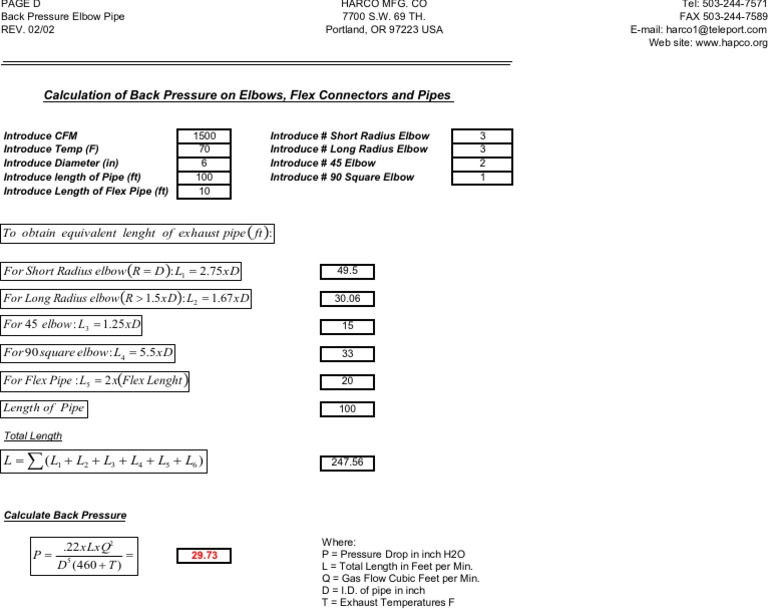 Back Pressure Calculation Guide | PDF