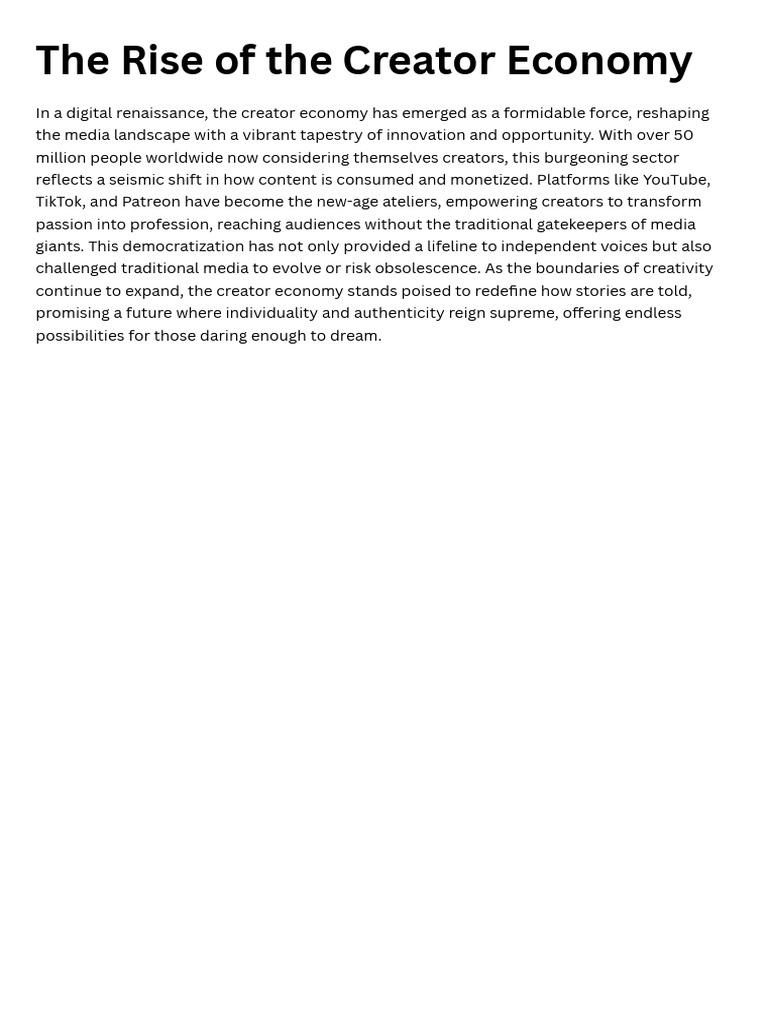 The Rise of The Creator Economy - 20241030 - 201825 - 0000 | PDF | Politics