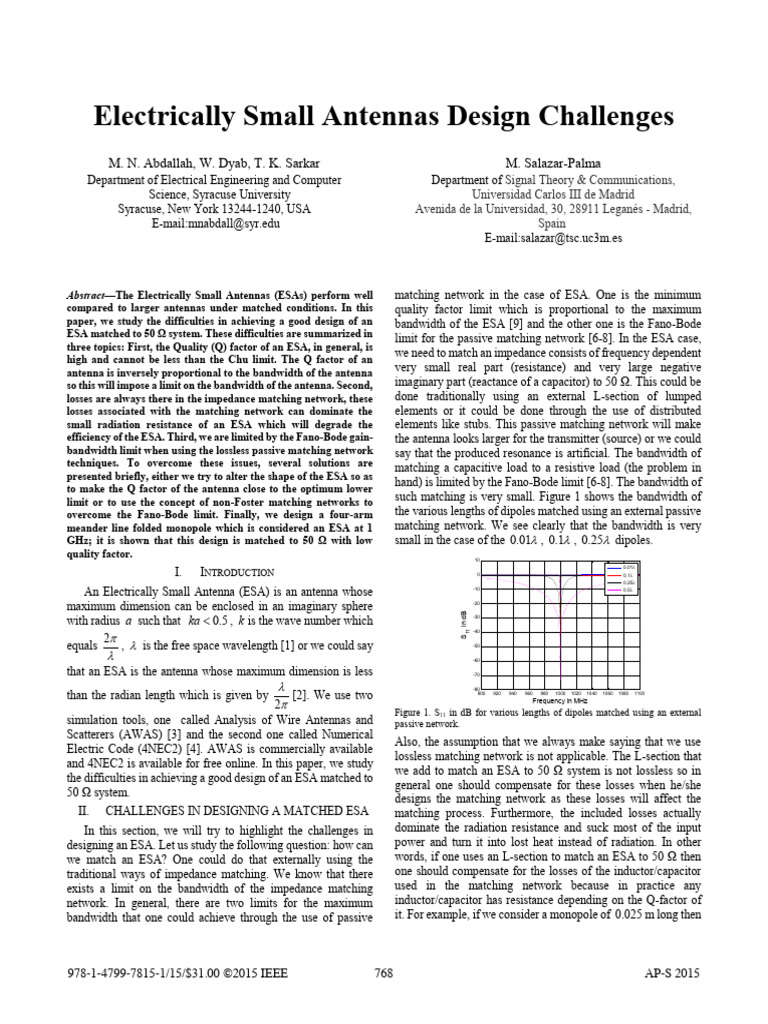 Electrically Small Antennas Design | PDF | Antenna (Radio ...