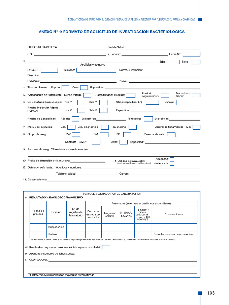 Solicitud de Investigación Bacteriológica | PDF | Especialidades Medicas | Medicina CLINICA