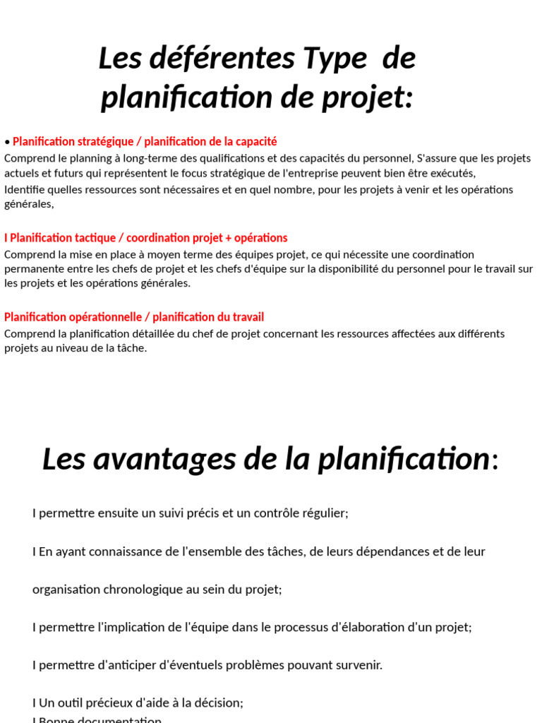 Les Types de Planification | PDF
