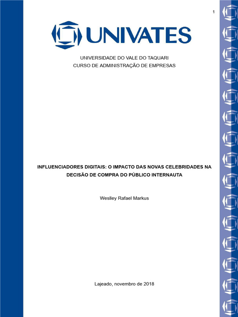 TCC1 - Weslley Rafael Markus | PDF | Marketing | Amostragem (Estatística)