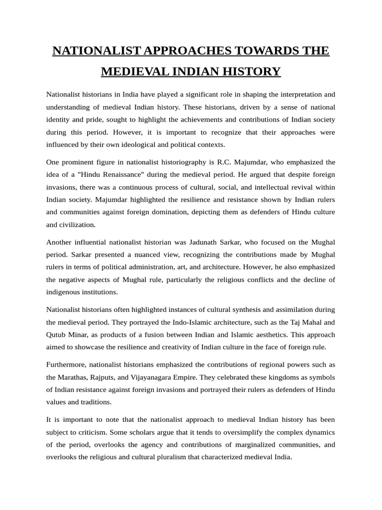 5b. Nationalist approaches towards the Medieval Indian History | PDF ...