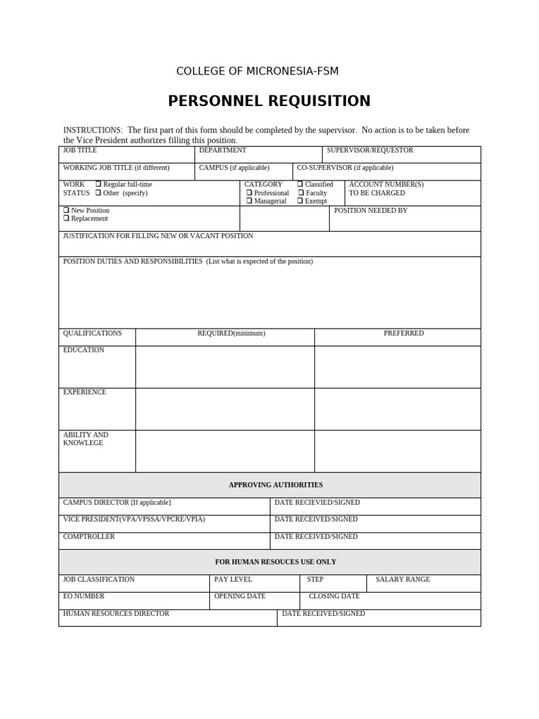 Free Personnel Requisition Form | PDF