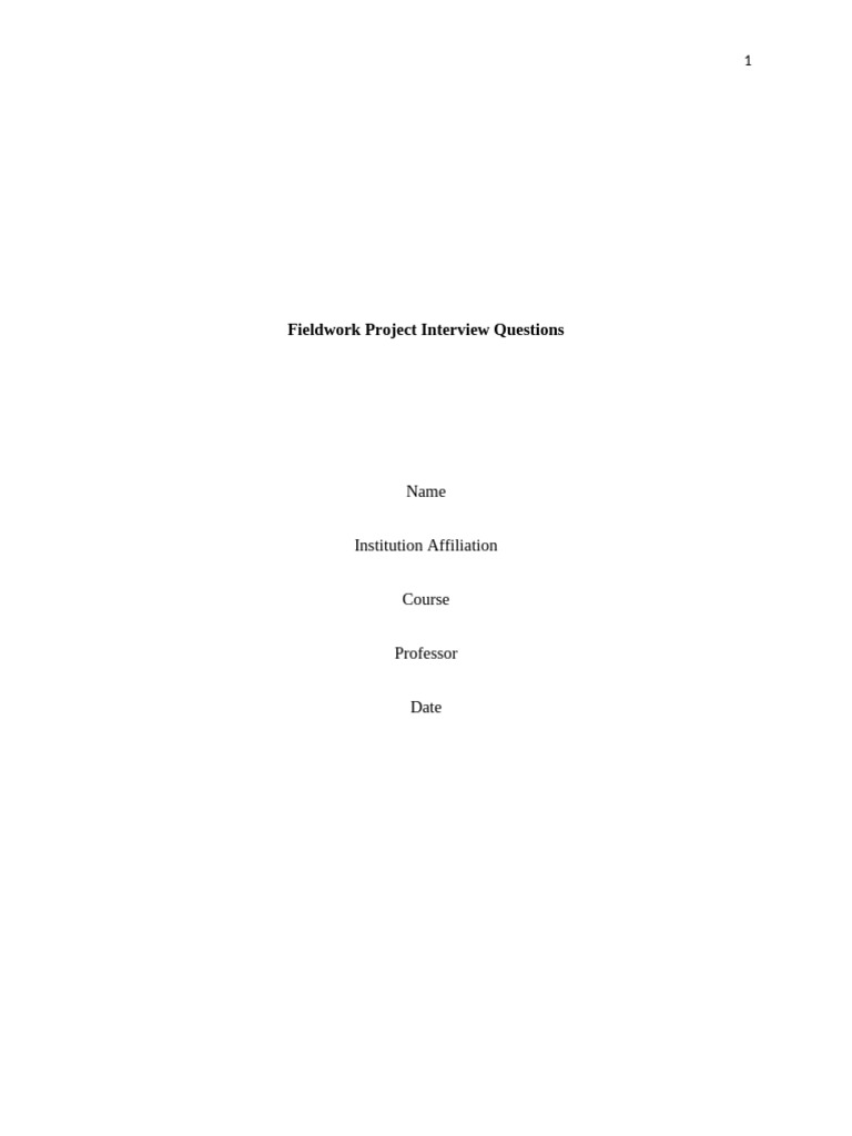 Fieldwork Project Interview Questions | PDF | Experience | Creativity