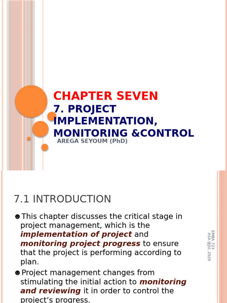 CHAPTER 6 Project Implemetation, Monitoring Evaluation | PDF | Cost Accounting | Risk