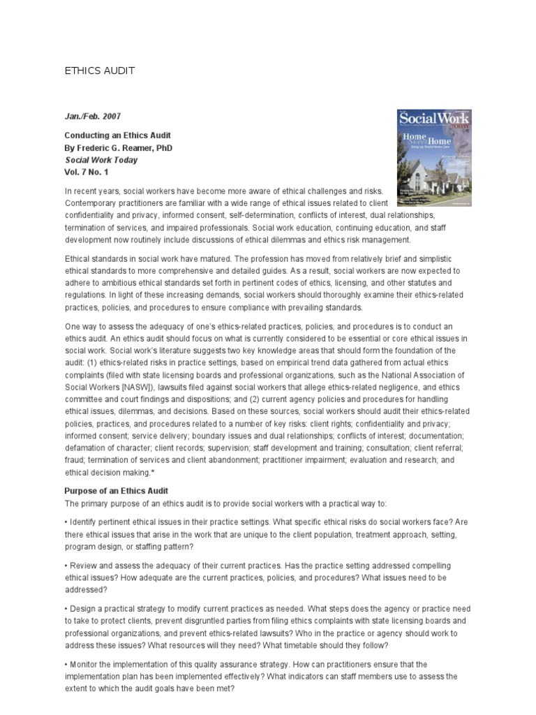 Ethics Audit: Jan./Feb. 2007 | PDF | Value (Ethics) | Audit