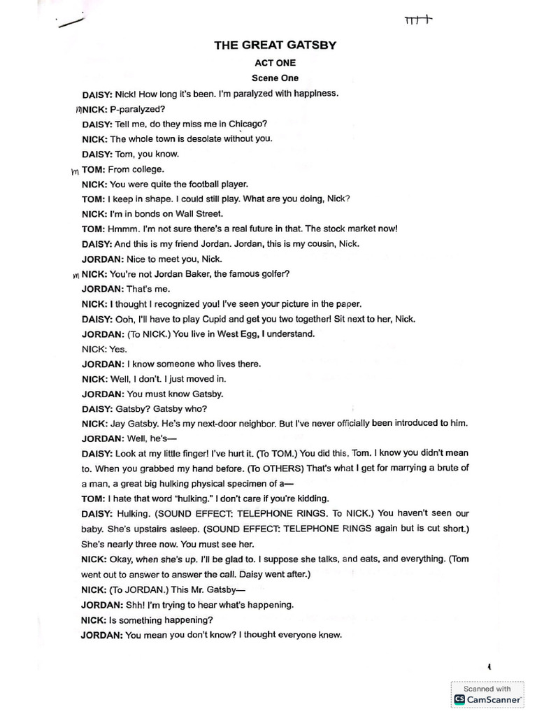 The Great Gatsby Script | PDF