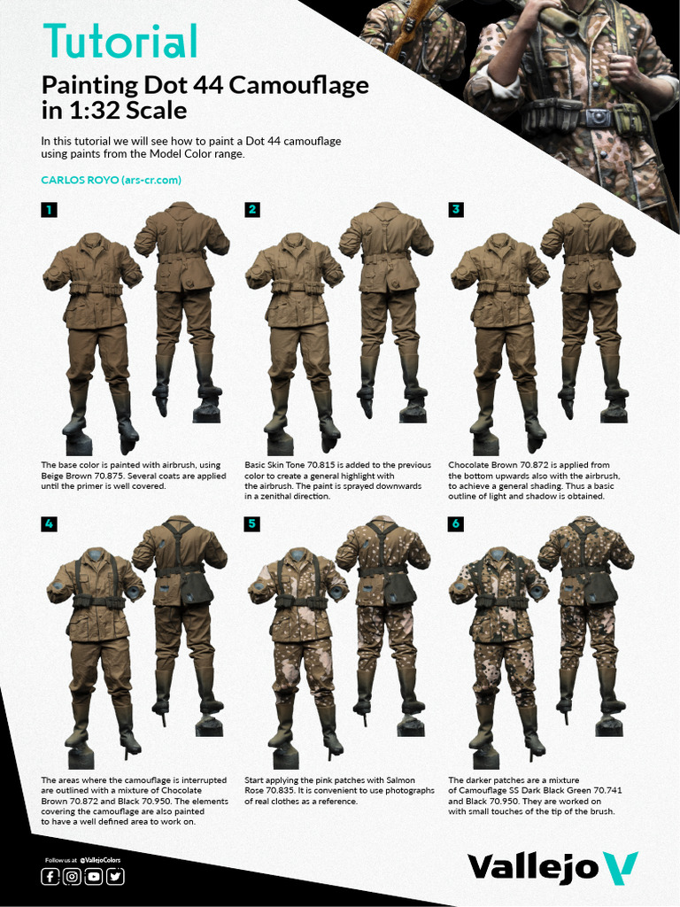 Tutorial Vallejo Painting Dot 44 Camouflage en | PDF | Camouflage | Brown