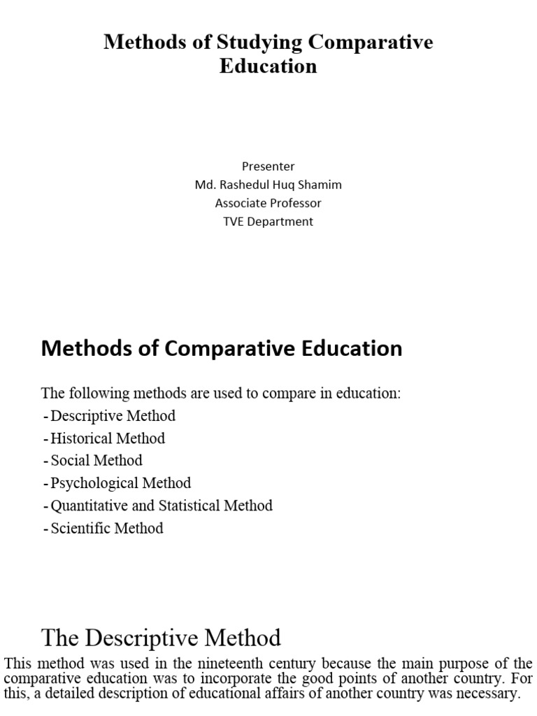 Lecture 4 Methods of Comparative Education | PDF | Methodology | Psychology